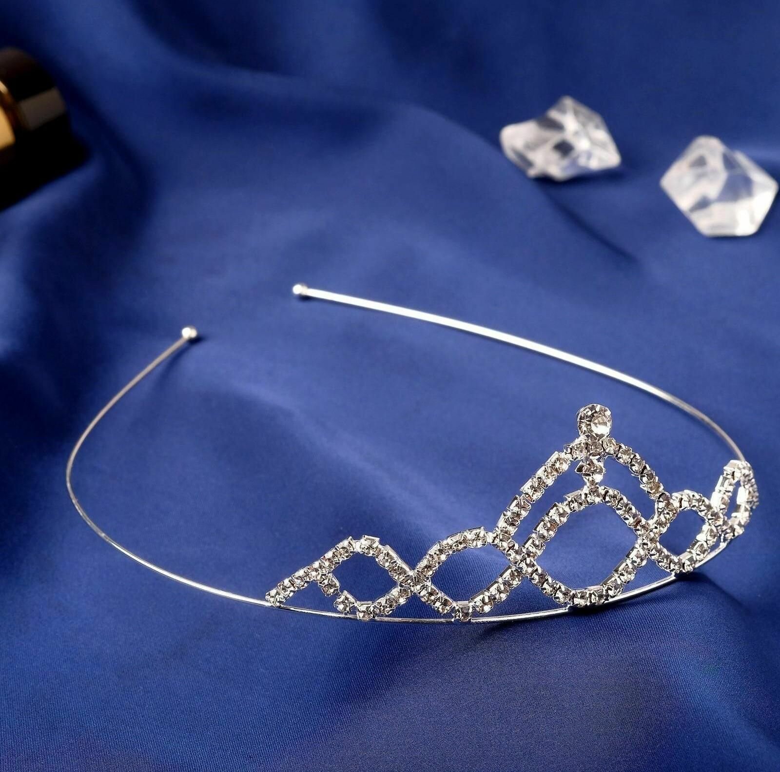 Диадема для волос Лючия волны, 3,5 см, серебро