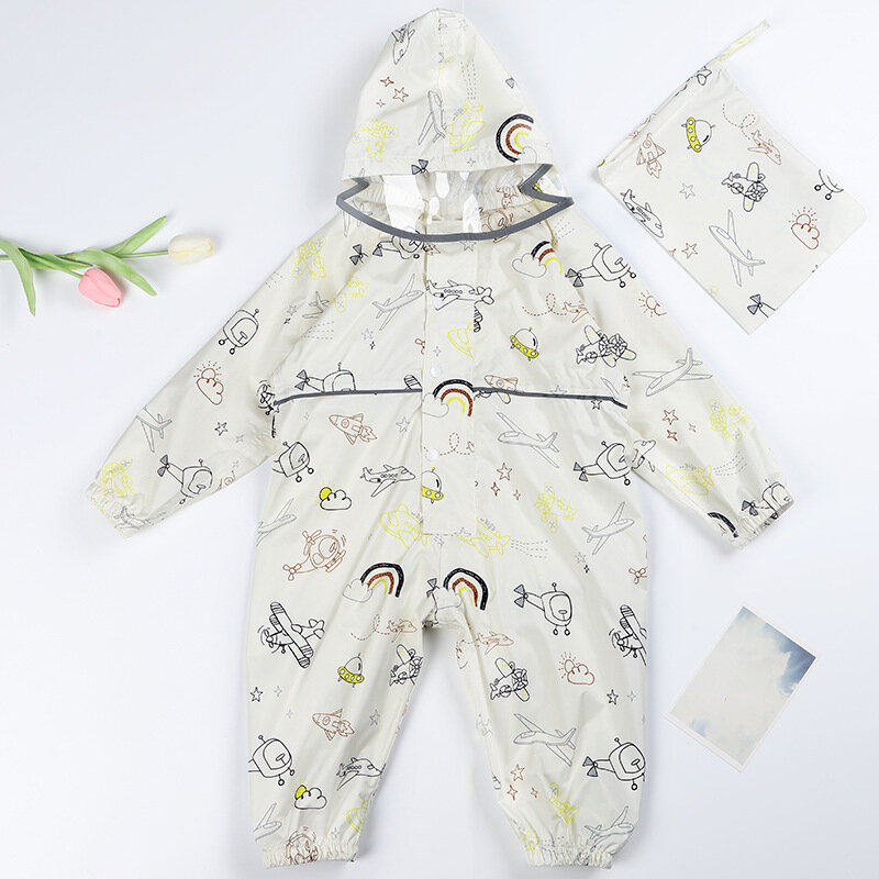 Детский дождевик-комбинезон для детского сада, легкий, с капюшоном, водонепроницаемый, для мальчиков и девочек, легкие водонепроницаемые штаны