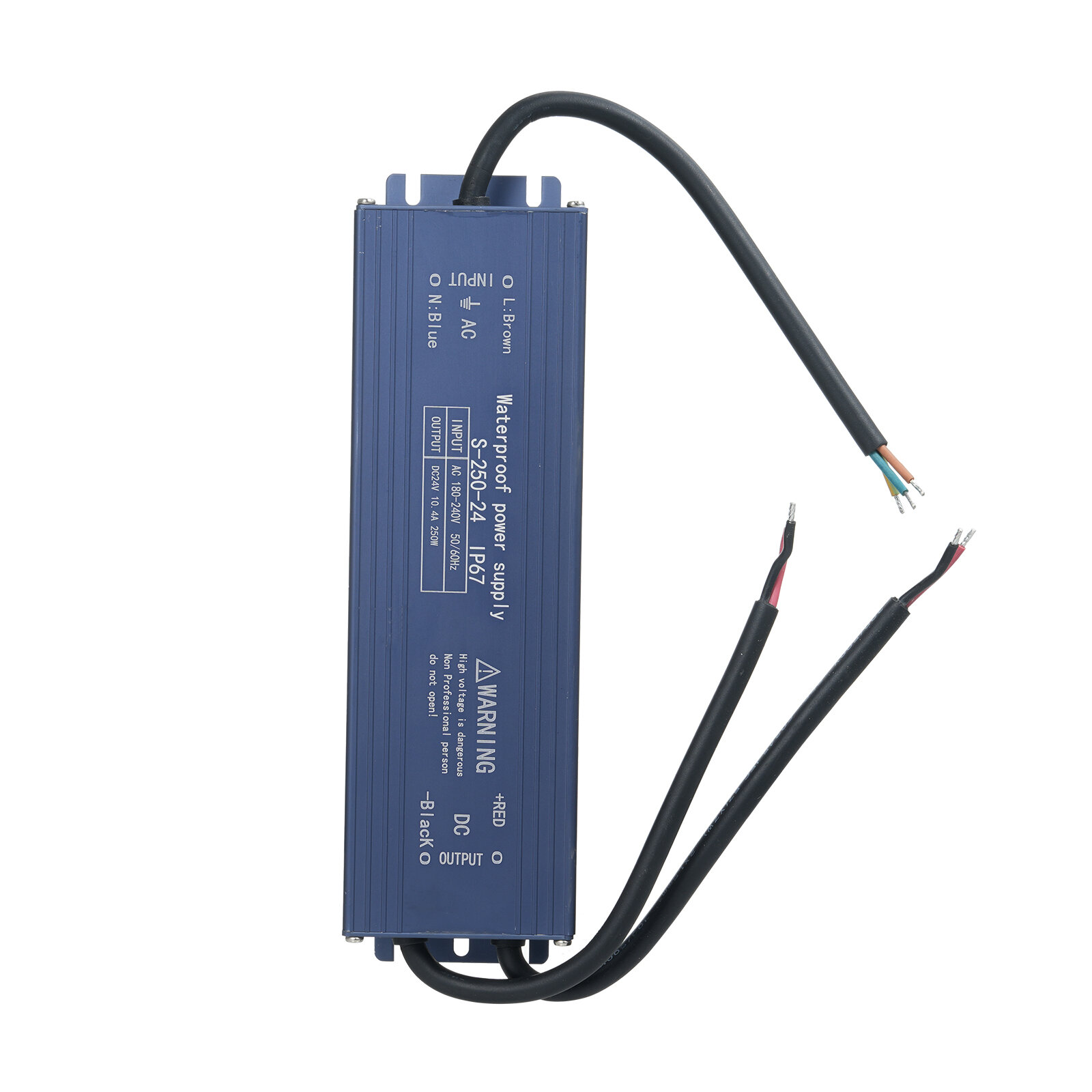 Преобразователь напряжения IP67, адаптер-блок питания с переключением для светодиодных лент, уличных световых коробов и вывесок, ввод AC 180В-240В, вывод постоянного напряжения DC 24В, мощность 250Вт