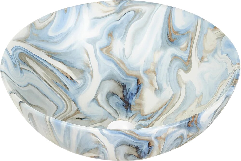 Накладная раковина Weltwasser WW Elbach 3003 M814 40 фаянсовая, без отверстия под смеситель, раковина для ванной, 40 см, круглая, голубая