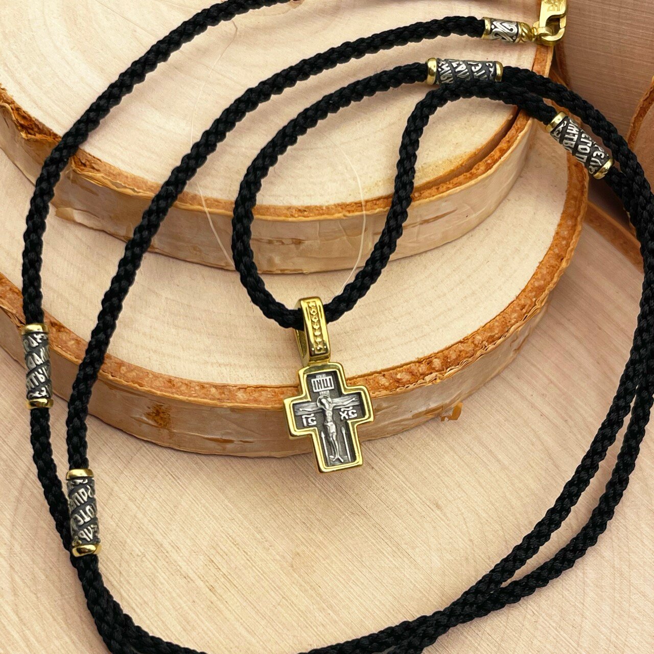 Крестик, серебро, 925 проба, золочение, оксидирование, чернение