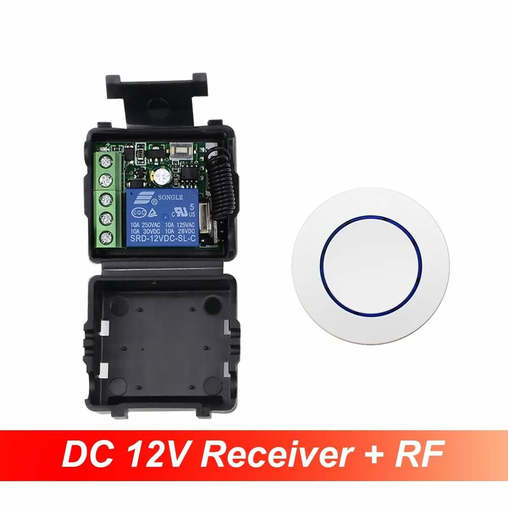 Беспроводной пульт дистанционного управления 433 МГц, 1-канальный релейный приемник DC12V, для двигателя гаражных ворот, включение/выключение света и круглый передатчик с 1 кнопкой