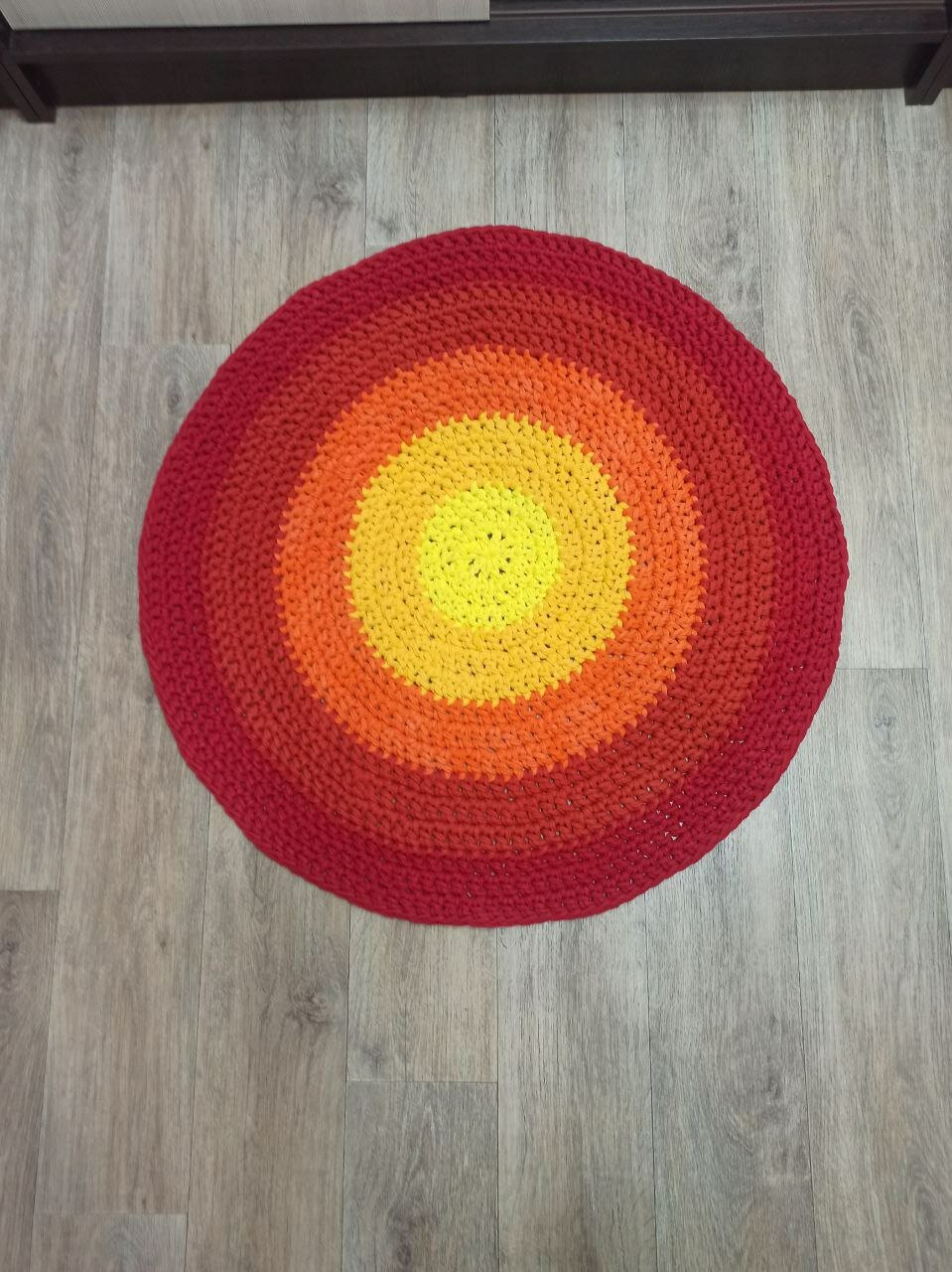 Эко коврик. Круглый вязаный хлопковый ковер, ручной работы для гостиной, спальни, детской, прихожей, ванной и бани.