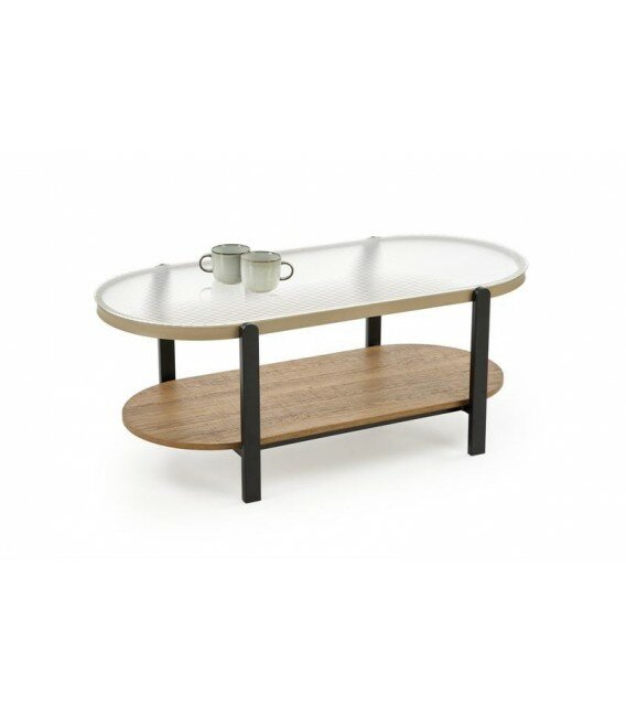 Стол журнальный Halmar KAMALA (прозрачный/натуральный/черный)