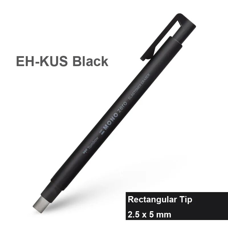 Tombow MONO Zero Eraser Плоский ластик Черный, Black Rectangle