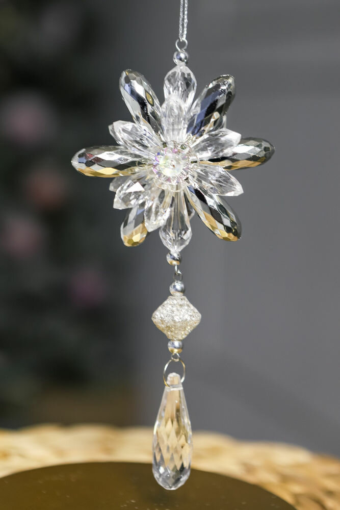 Ёлочная игрушка-подвеска драгоценная маргаритка, акрил, 15 см, Kurts Adler D1842