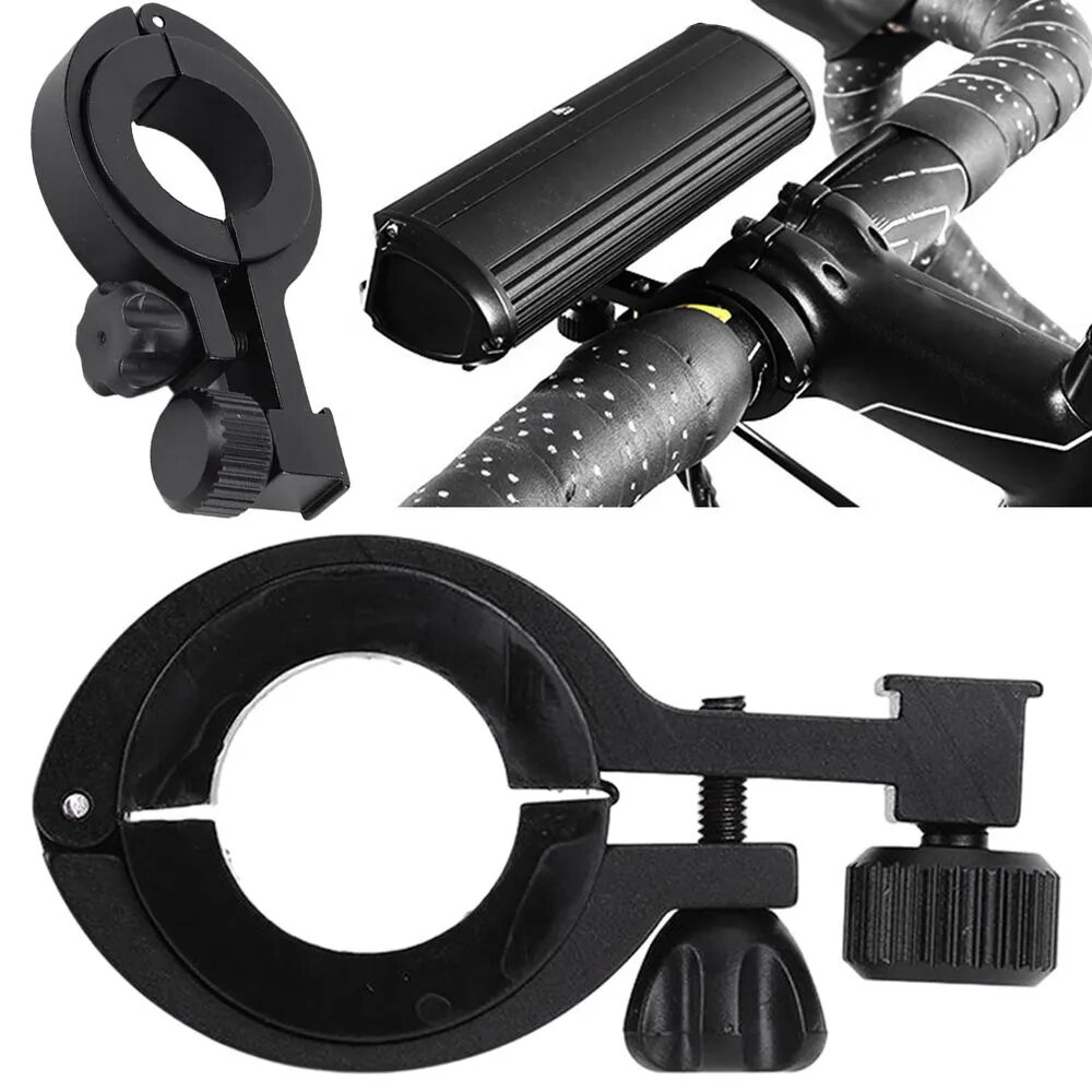 Алюминиевое крепление для фары велосипеда чёрного цвета с тремя прокладками