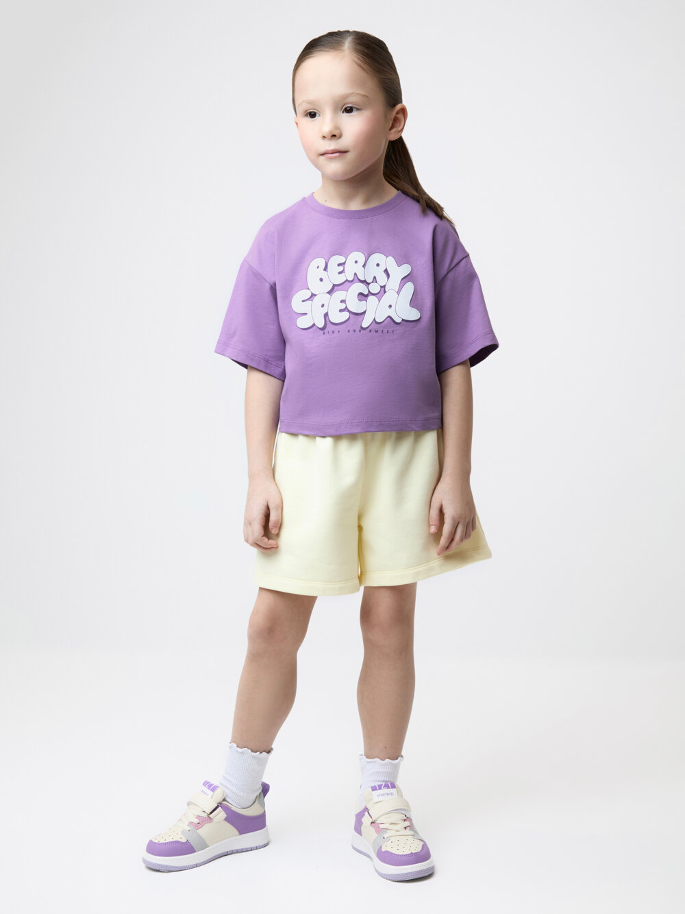 Футболка укороченная для девочки, натуральный хлопок