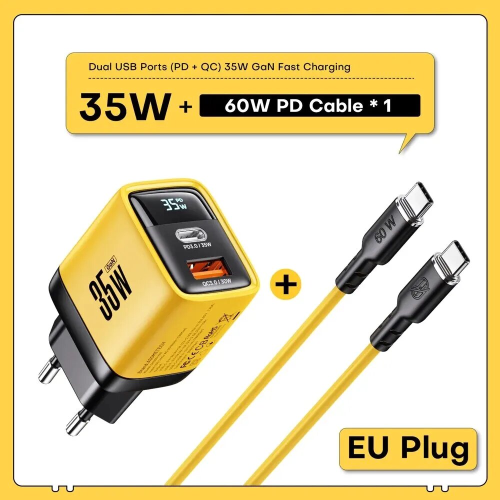 Зарядное устройство ASOMETECH 35W EU с кабелем 60W PD