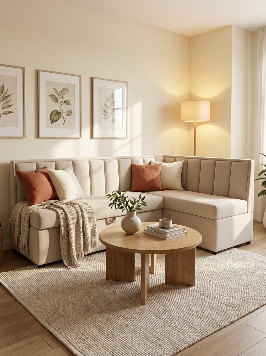 Кухонный уголок Santorini угол правый, бежевый