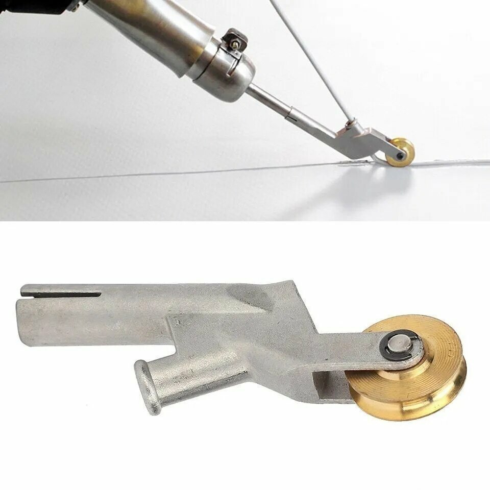 Сварочная насадка с латунным роликом на строительный фен для быстрой сварки и ремонта авто пластика PP ABS PE PVC PA ПВХ напольных покрытий линолеума / Пайка прутком