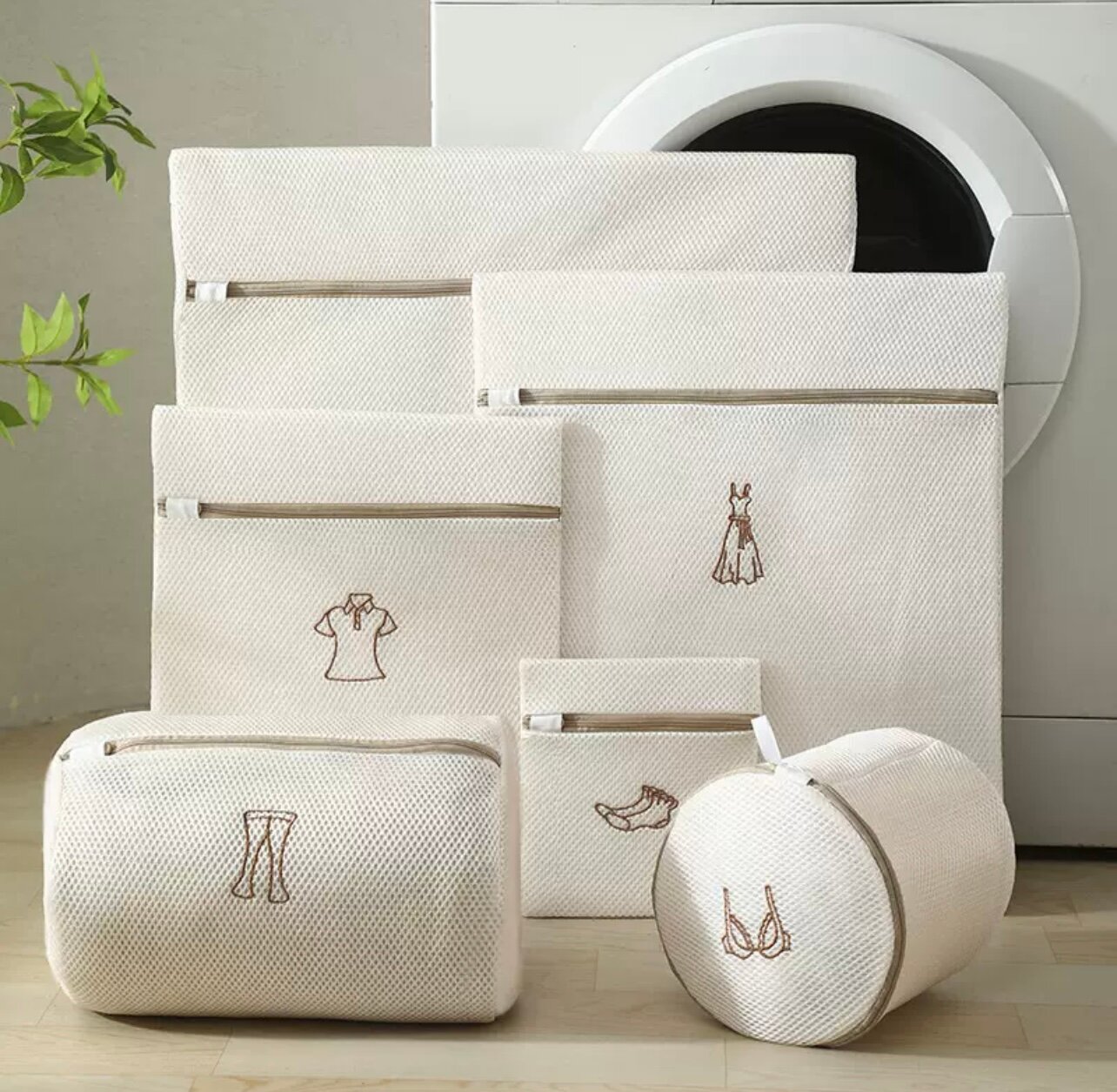 Набор мешков для стирки из 6 предметов, утолщёные для деликатных вещей, полиэстер/полиэфирное волокно