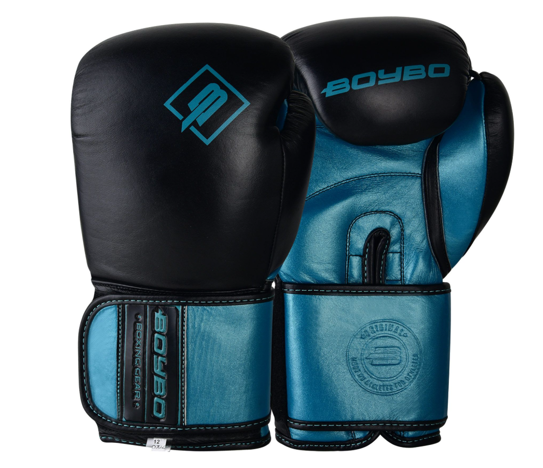 Перчатки боксерские BoyBo Exist BBG300, кожа, голубой (12 OZ)