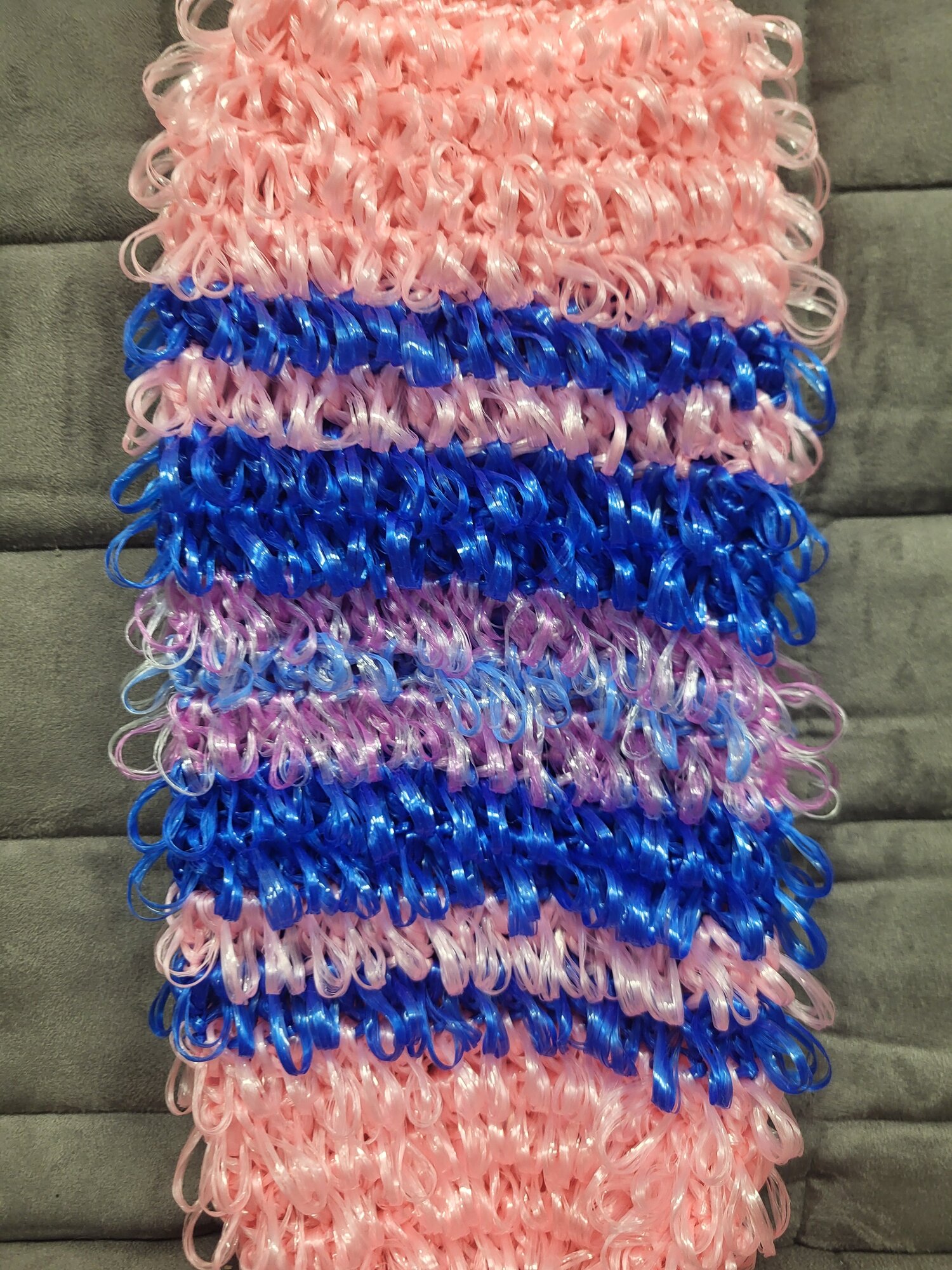 Мочалка для тела с ручками, ручная вязка, массажная, тонизирующая, 35см, с ручками 75см