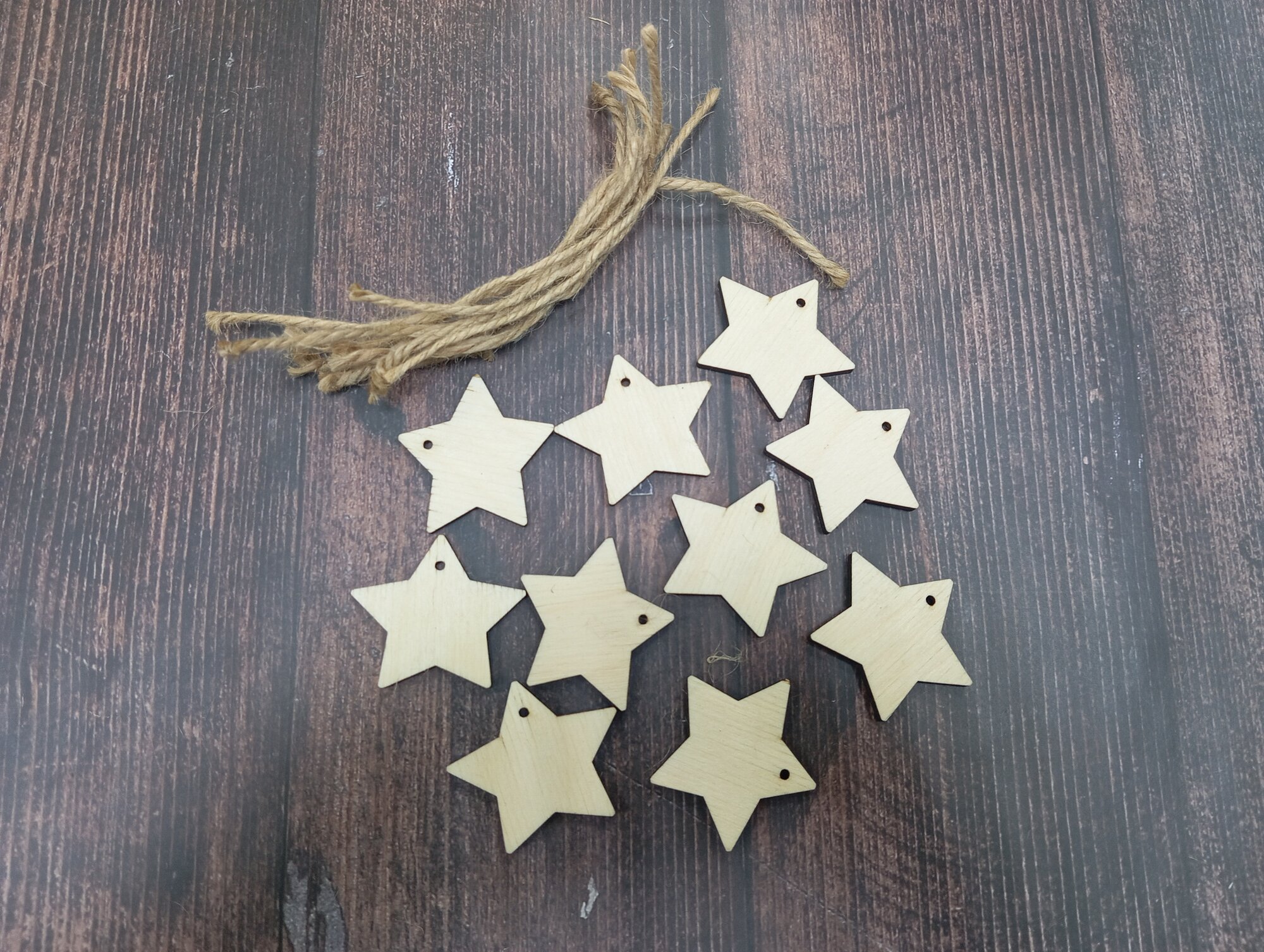 Бирка Звезда 4х3,5 см, заготовка для творчества, выжигания. Набор10 шт.