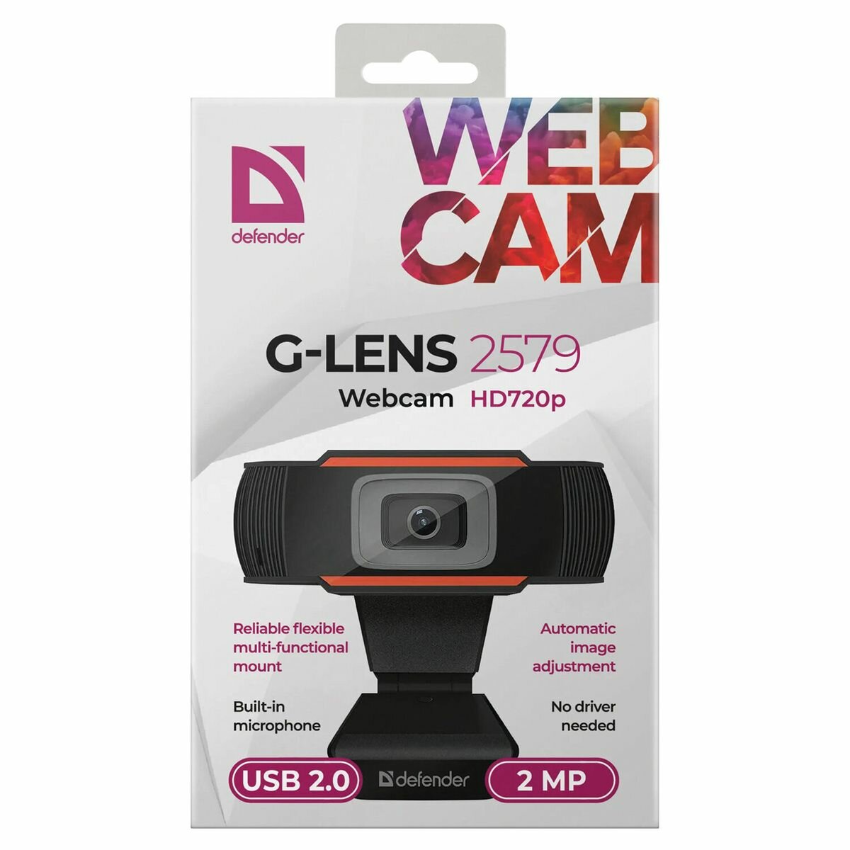 Веб-камера Defender G-lens 2579, HD 720p, 2 Мп, черная (63179)
