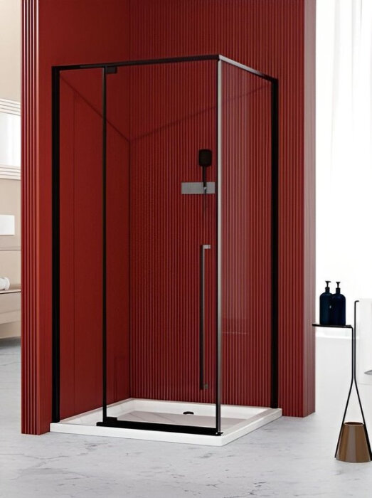 Душевой уголок, душевое ограждение Esbano Art ESA-119PS-B 110х90 см с распашной дверью, прямоугольный, профиль черный матовый, стекло прозрачное 6 мм, без поддона