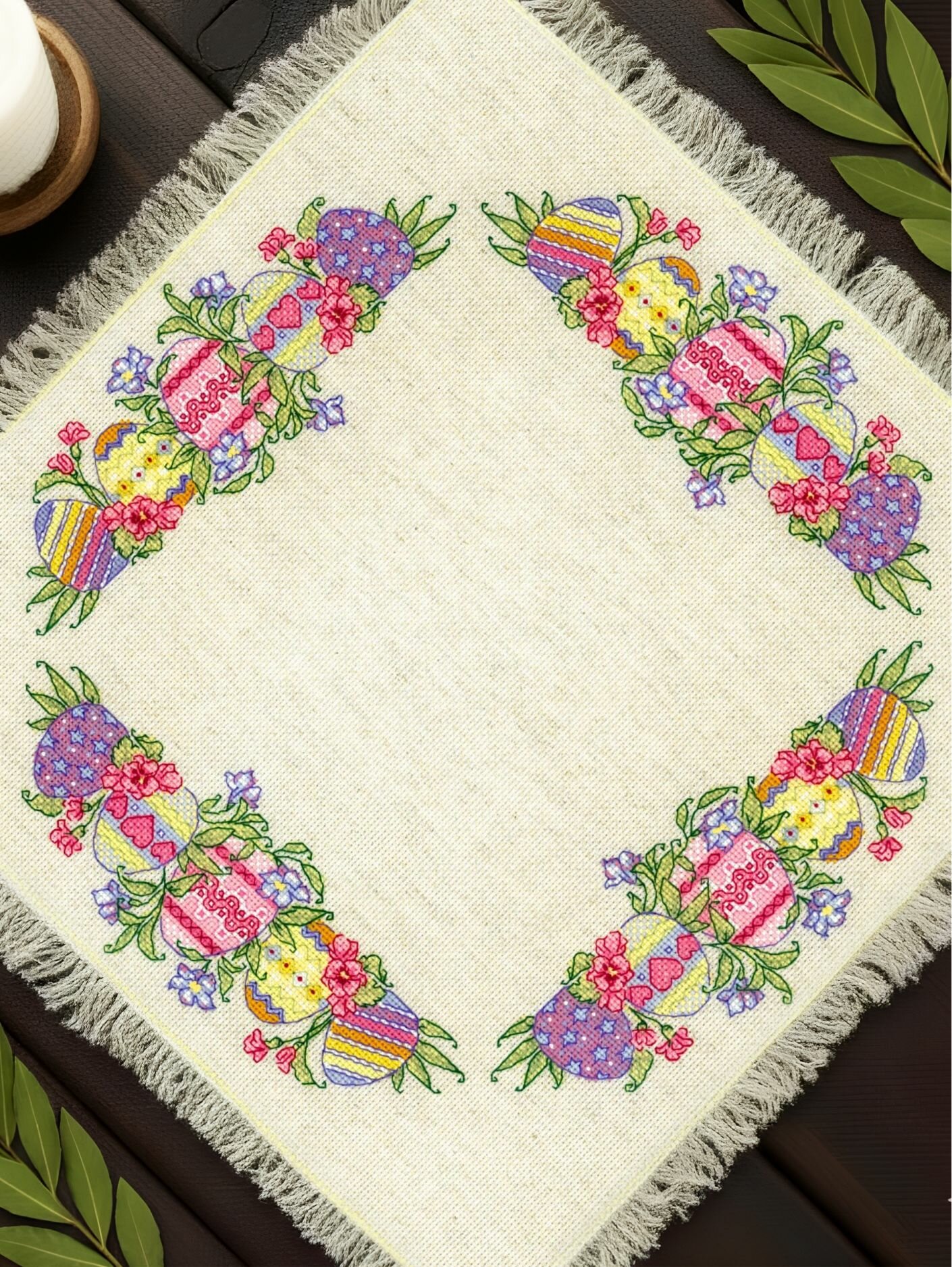 Набор для вышивания крестом Риолис Салфетка "Крашенки", 45*45 см, 2322