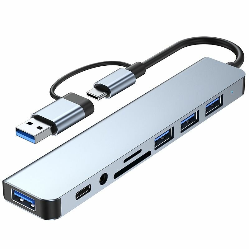 Адаптер переходник 7 в 2 с HDIMI 4х-USB,2-C, разветвитель/Type-c