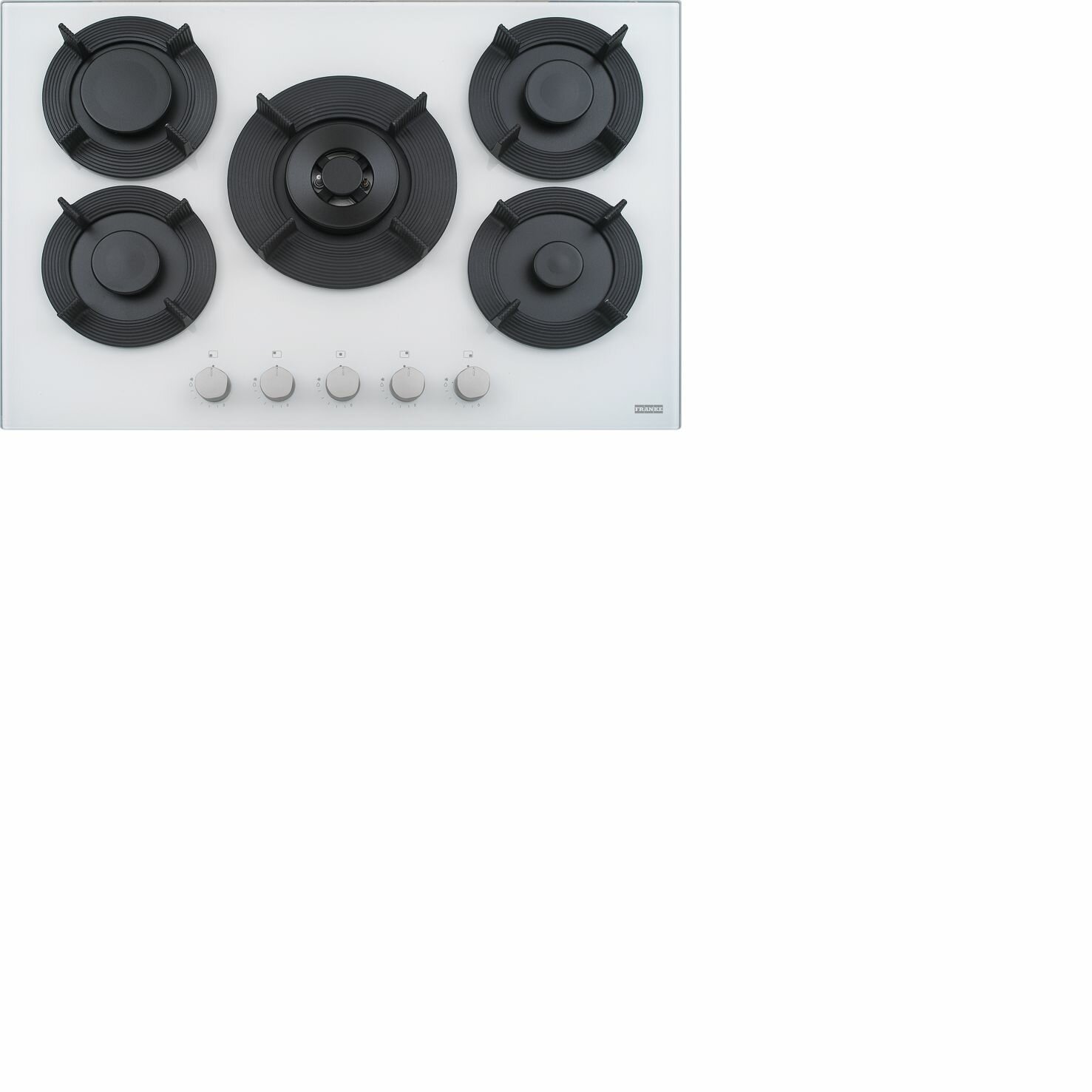 FRANKE FHMF 755 4G DC C WH газовая варочная поверхность, Решетки из чугуна, Конфорка с двойной короной 3,5 Квт, Электроподжиг, Газ контроль, 73 см ширина, Белое стекло