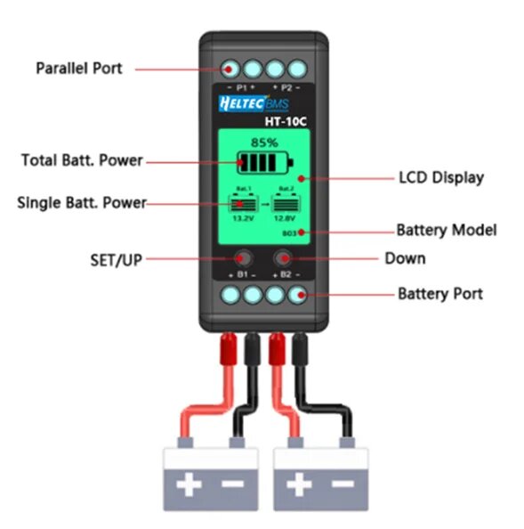 Heltec HT-10C тестер аккумуляторов 12В, LCD