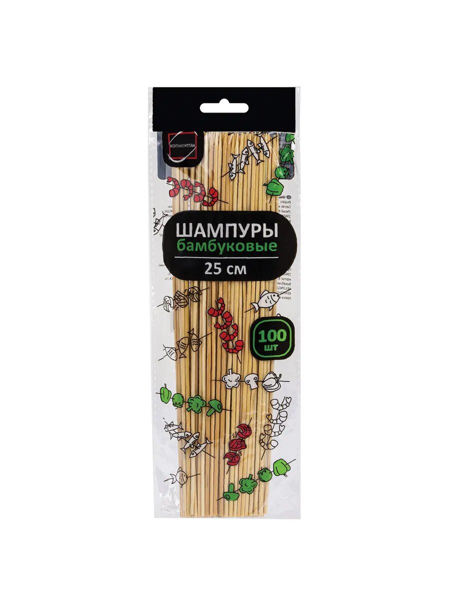 Шпажки-шампуры бамбуковые 25 см, 100 штук