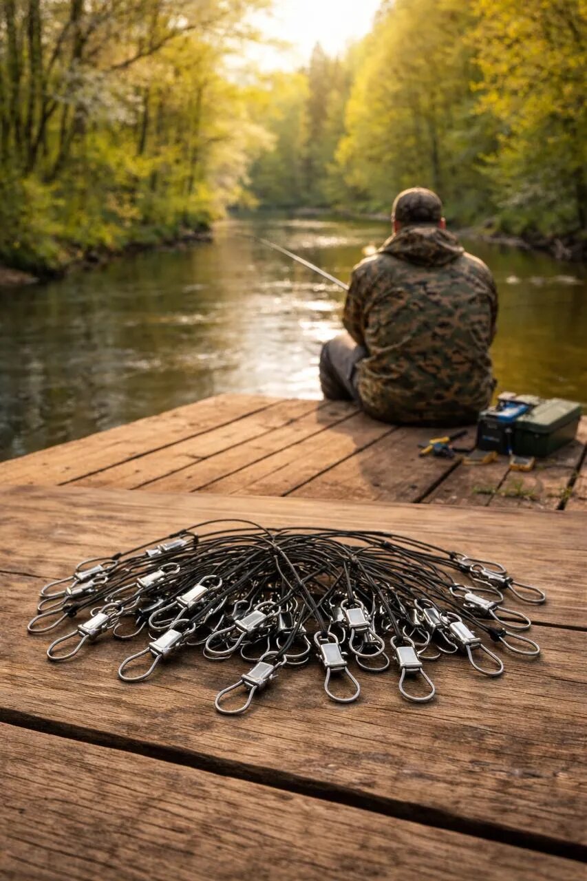 Поводок для рыбалки на щуку 25 см . Поводки для рыбалки 15 шт, зеленый