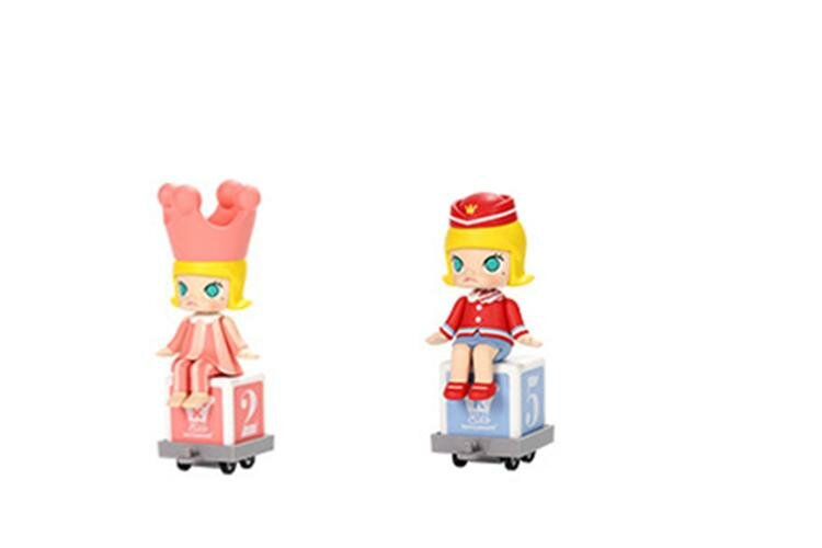 Конструктор POP MART Molly Happy Train Mystery Box Single Box, Confirmed-Princess Pink+Flight Attendant Red (Open)
