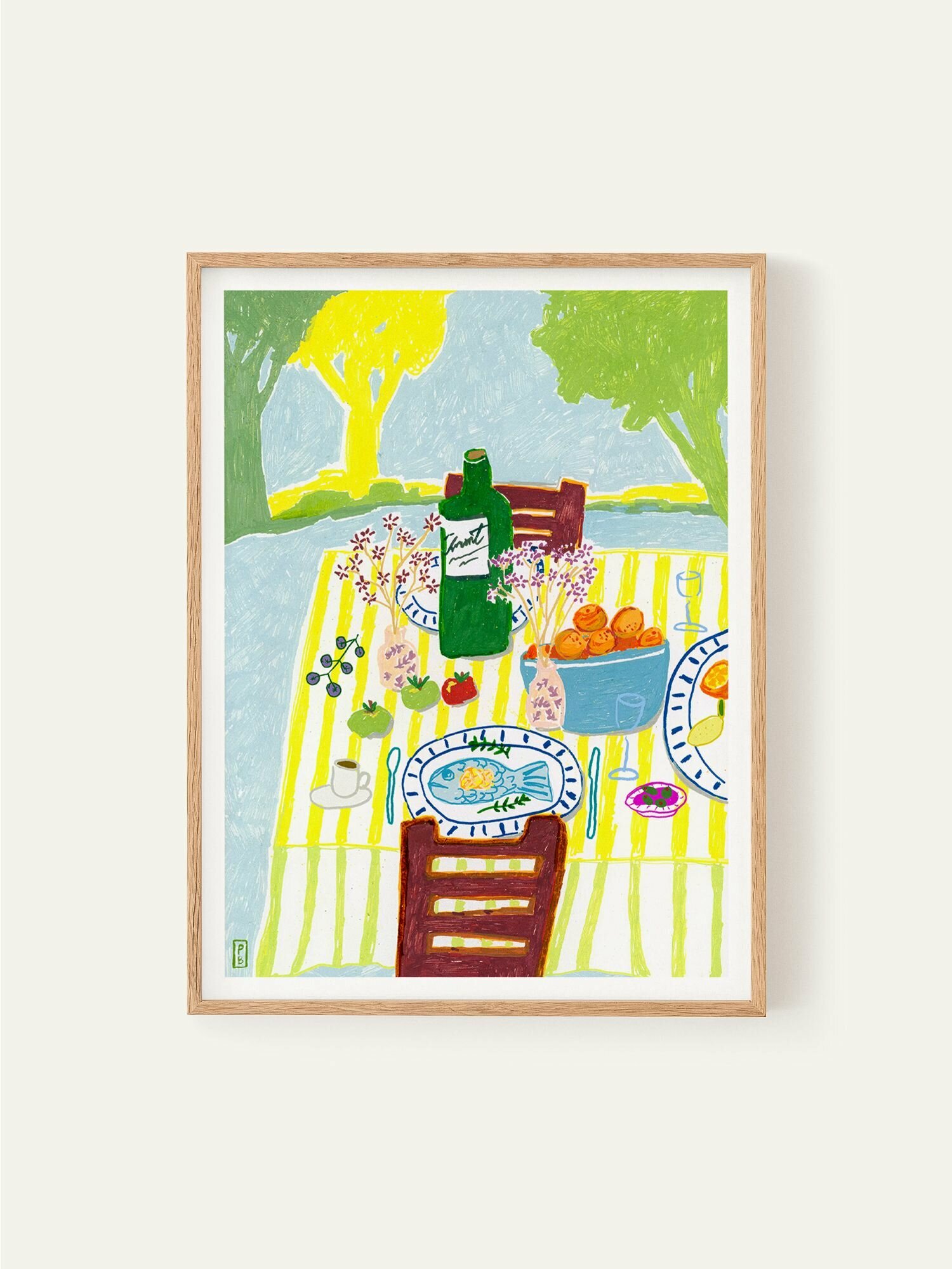 Постер "Обед в жёлтом" 21х30 на стену для интерьера без рамки