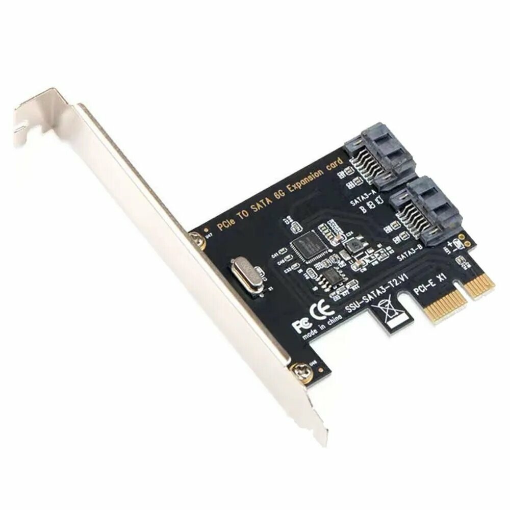 Карта PCIE-SATA Адаптер PCI-E Преобразователь PCI Express в SATA3.0 2-портовый адаптер карты контроллера расширения SATA III 6G