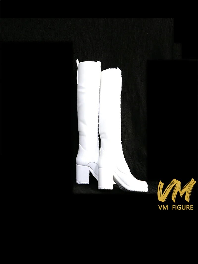 Белые сапоги для куклы 1/6, white long boots