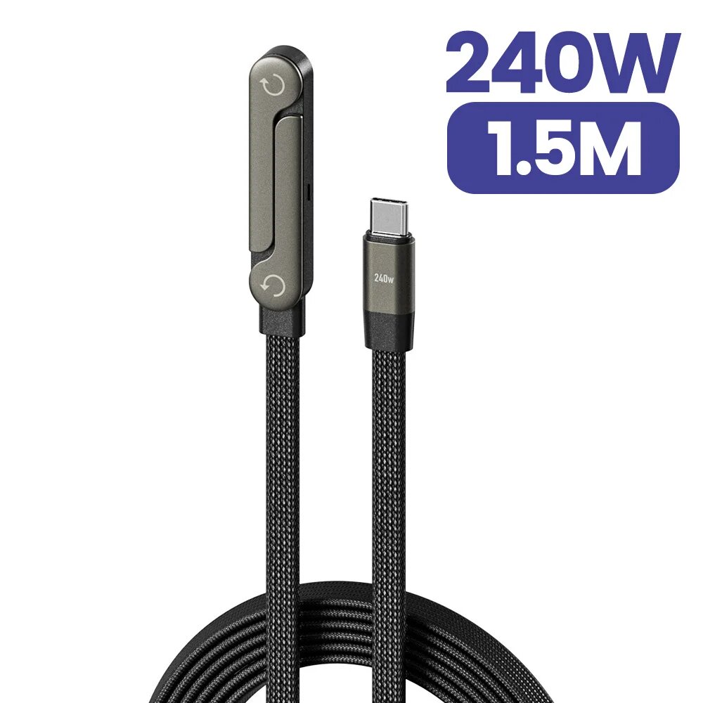 Кабель USB-C На USB-C Для Быстрой Зарядки 240 Вт Со Складной Док-станцией Type-C Для 240W Black 1.5M