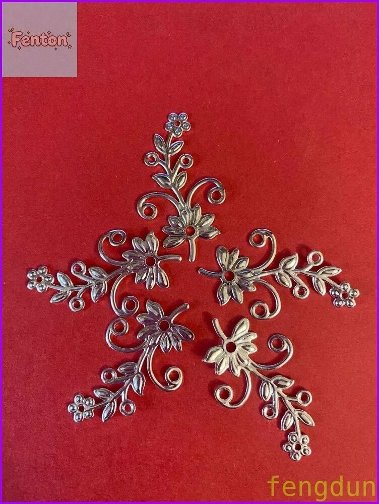 Филигрань - маленькая веточка с цветочками серебро 40*32 мм 20 штук