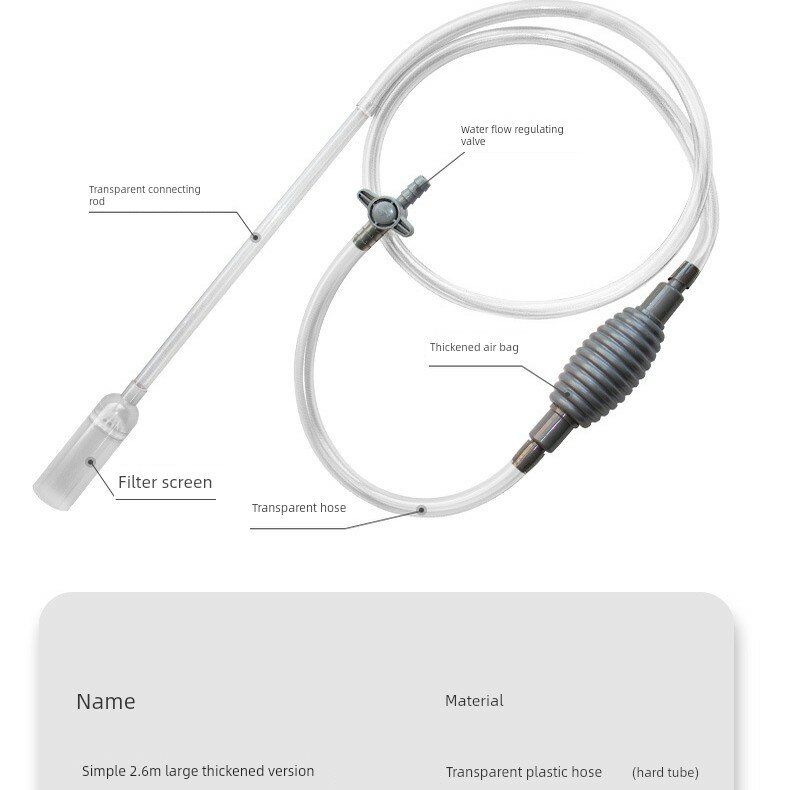 Большой серый 260 см аквариумный водяной сифон для чистки и обслуживания аквариума