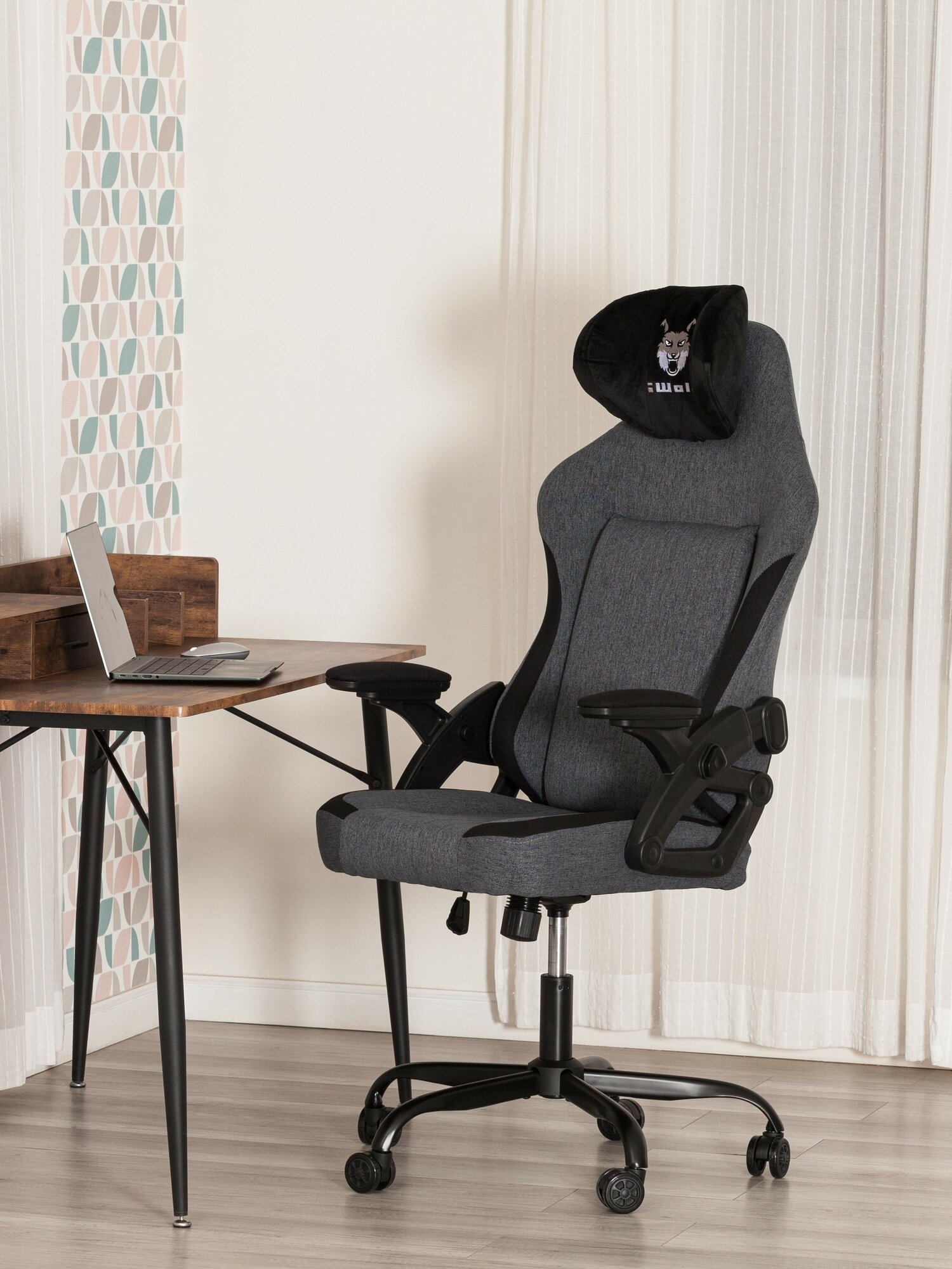 Кресло компьютерное игровое TetChair, ткань, черный/серый