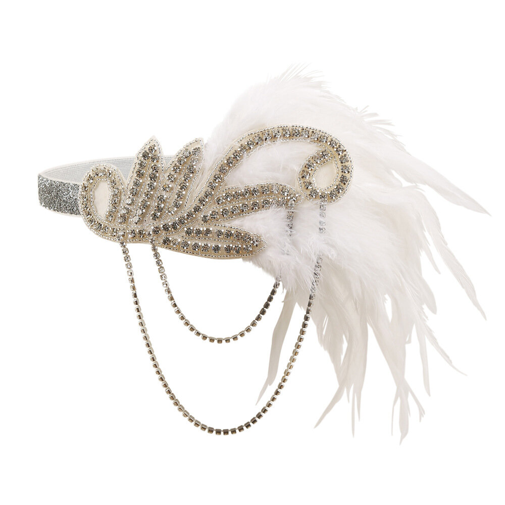 Женский головной убор для маскарада в стиле 1920-х годов, повязка на голову с перьями в стиле флаппер, аксессуар для вечеринки в стиле Гэтсби.