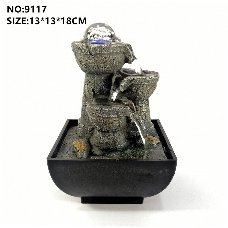 Прямо от производителя: Настольный геометрический фонтан для привлечения богатства, декоративное изделие из смолы в виде шара удачи для гостиной.