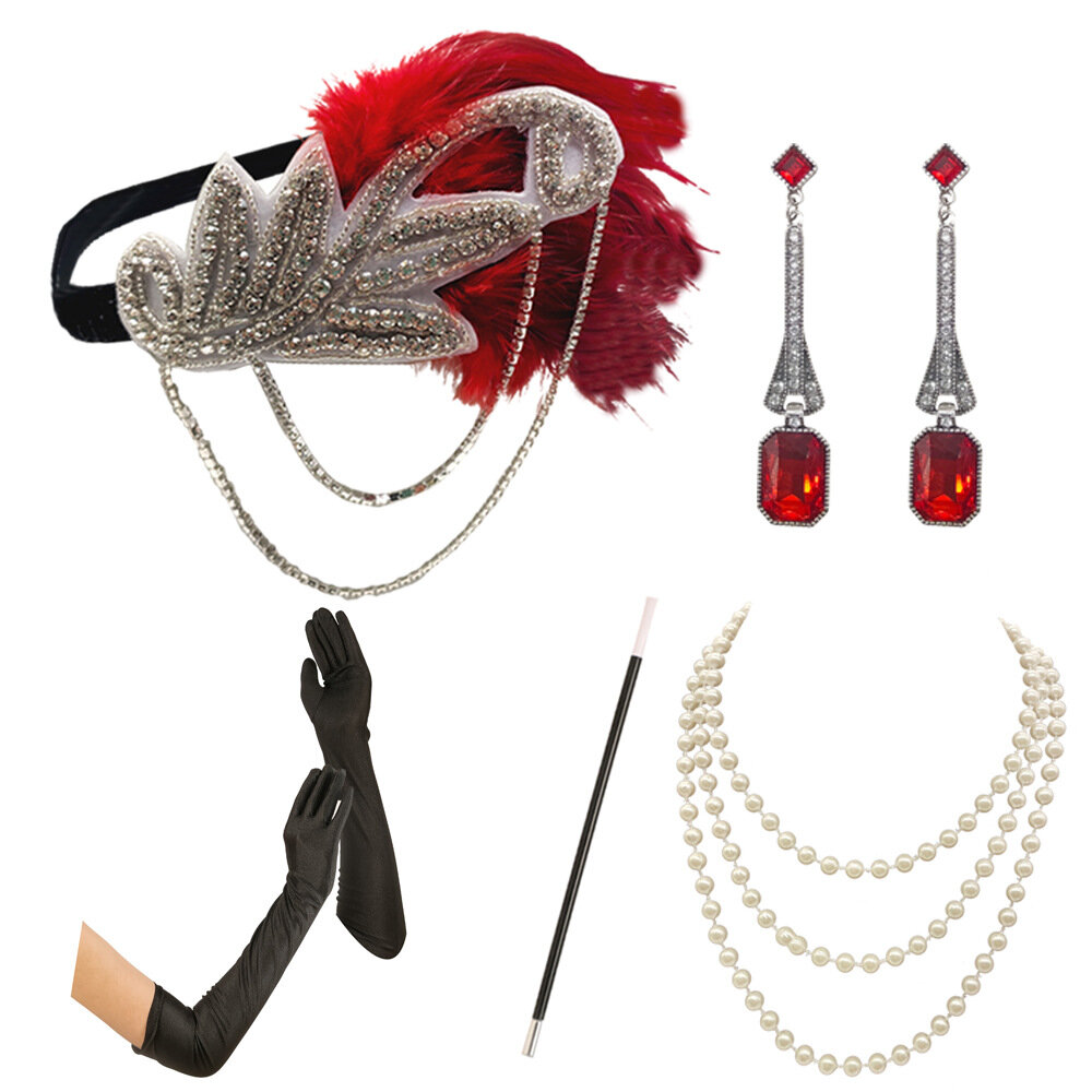 Женский головной убор для маскарада в стиле 1920-х годов, повязка на голову с перьями в стиле флаппер, аксессуар для вечеринки в стиле Гэтсби.
