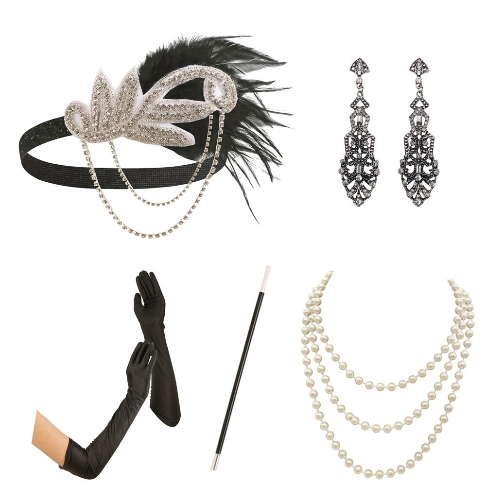 Женский головной убор для маскарада в стиле 1920-х годов, повязка на голову с перьями в стиле флаппер, аксессуар для вечеринки в стиле Гэтсби.
