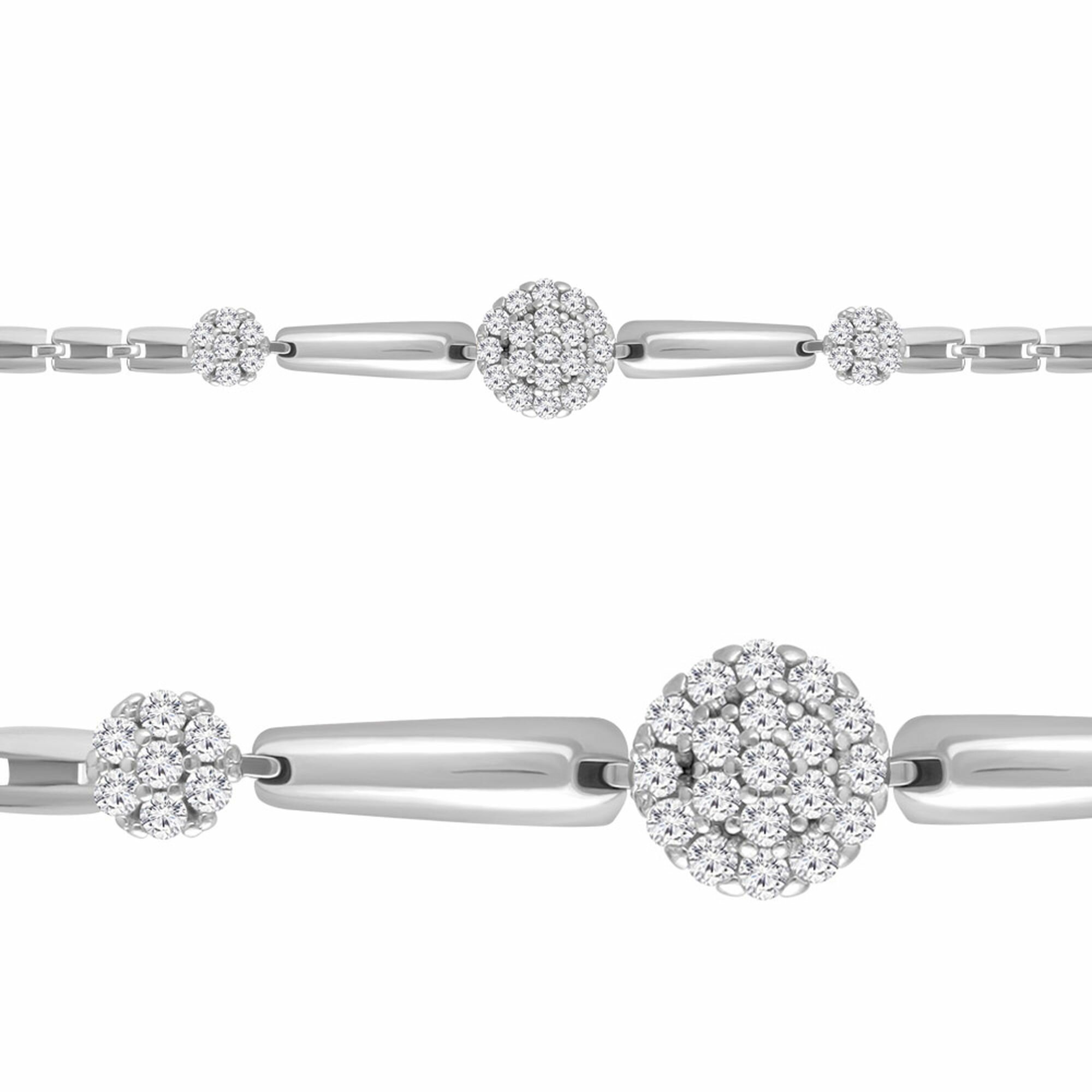 Глидерный браслет, серебро, 925 проба, родирование, фианит