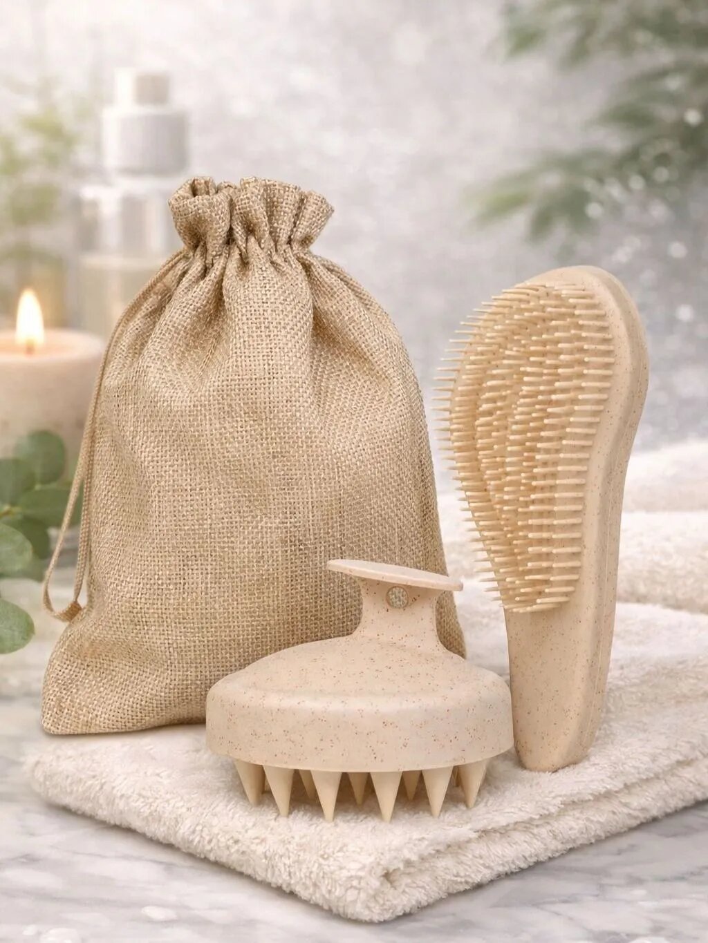 Набор для ухода за волосами - Массажная щетка для мытья головы и волос + расческа