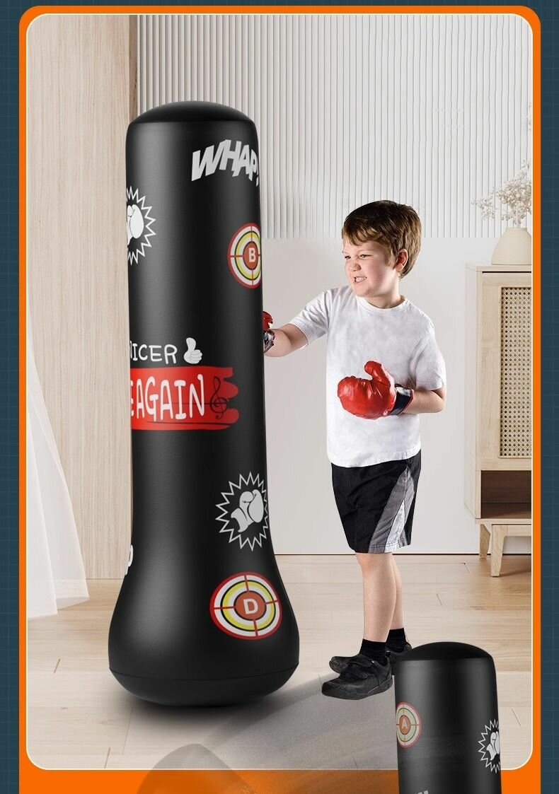 Груша боксёрская детская, надувной напольный боксерский мешок-неваляшка, игрушка, предназначенная для развития координации и моторики.