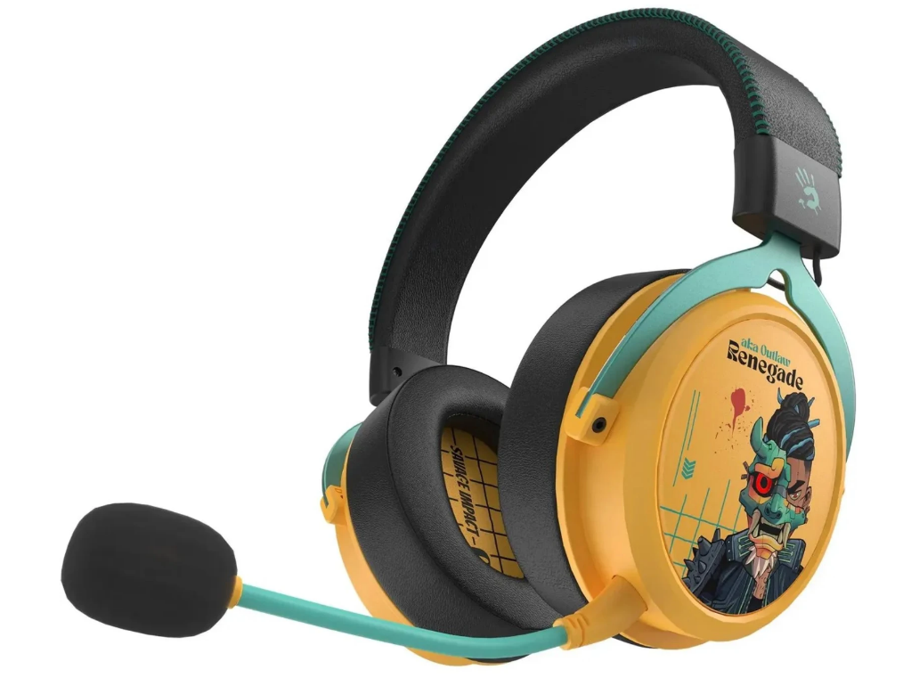 Игровые наушники с микрофоном A4 Bloody MR595 Renegade желтый мониторные BT/Radio