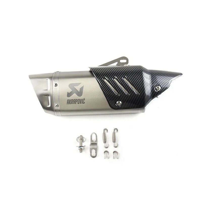 Четырехугольный угловой глушитель / Мотоциклетный выхлоп / Общий / Модернизация / Общая длина 450мм, муфта 51 мм (титановый цвет)