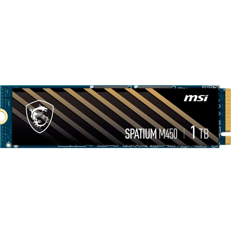 Твердотельный накопитель MSI SSD SPATIUM M450 S78-440L0M0-P83, 1000GB, M.2(22x80mm), NVMe, PCIe 4.0 x4, 3D TLC, R/W 3400/2500, IOPs , TBW 350, DWPD 0.19, гарантия 5 ЛЕТ