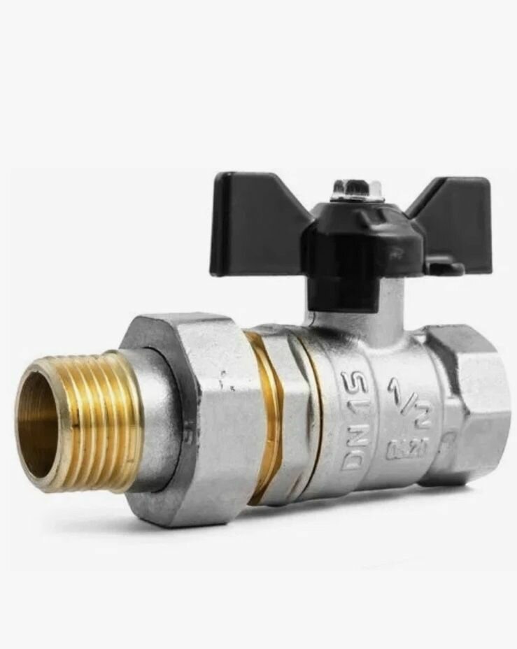 Кран шаровой с американкой полнопроходной (бабочка) LD Pride 1/2"