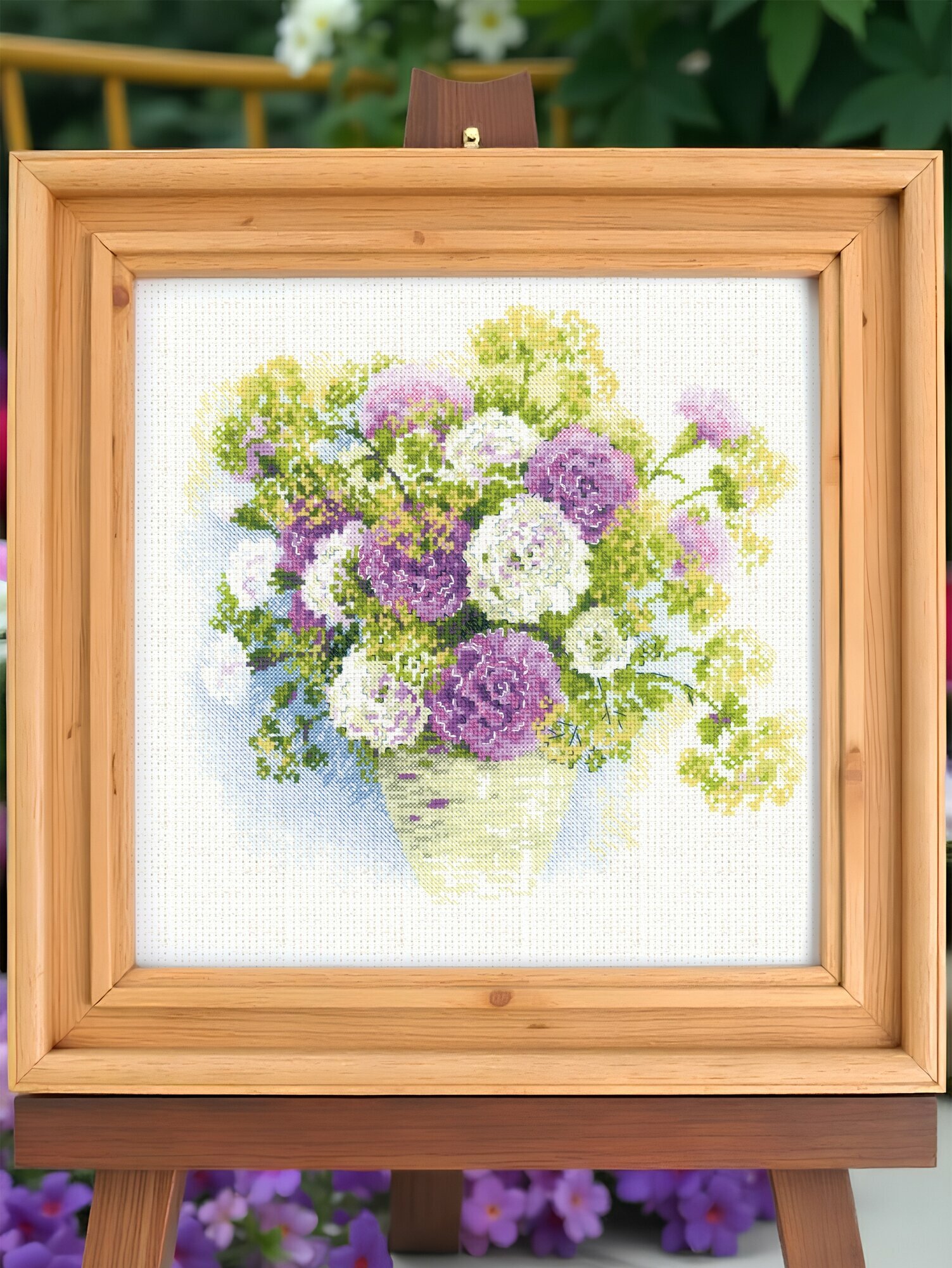 Набор для вышивания крестом Риолис, вышивка крестиком "Акварельные гвоздики", 30*30 см, 1846