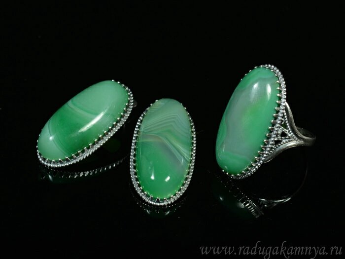 Комплект бижутерии: кольцо, агат