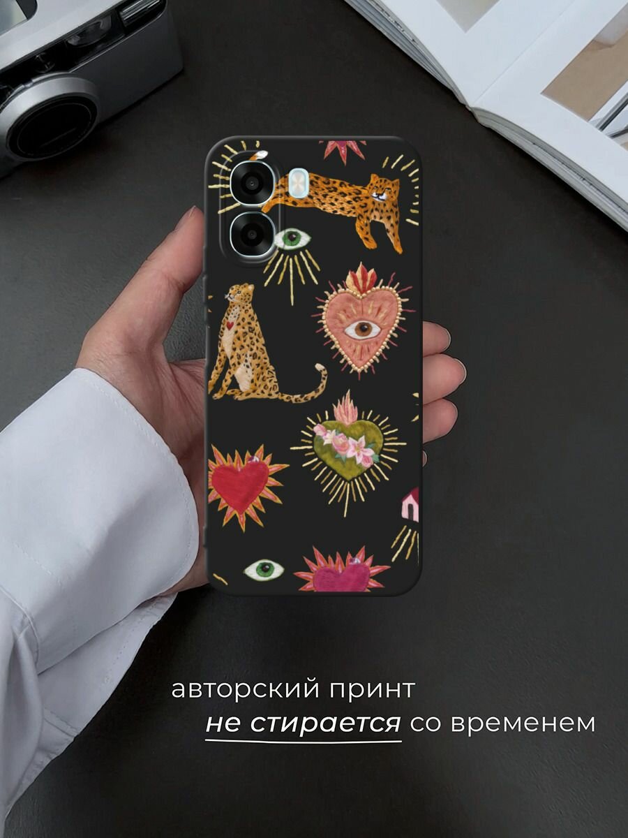 Черный матовый чехол на Oppo A6x / Оппо A6x с принтом "Сюрреализм паттерн" — фото 1