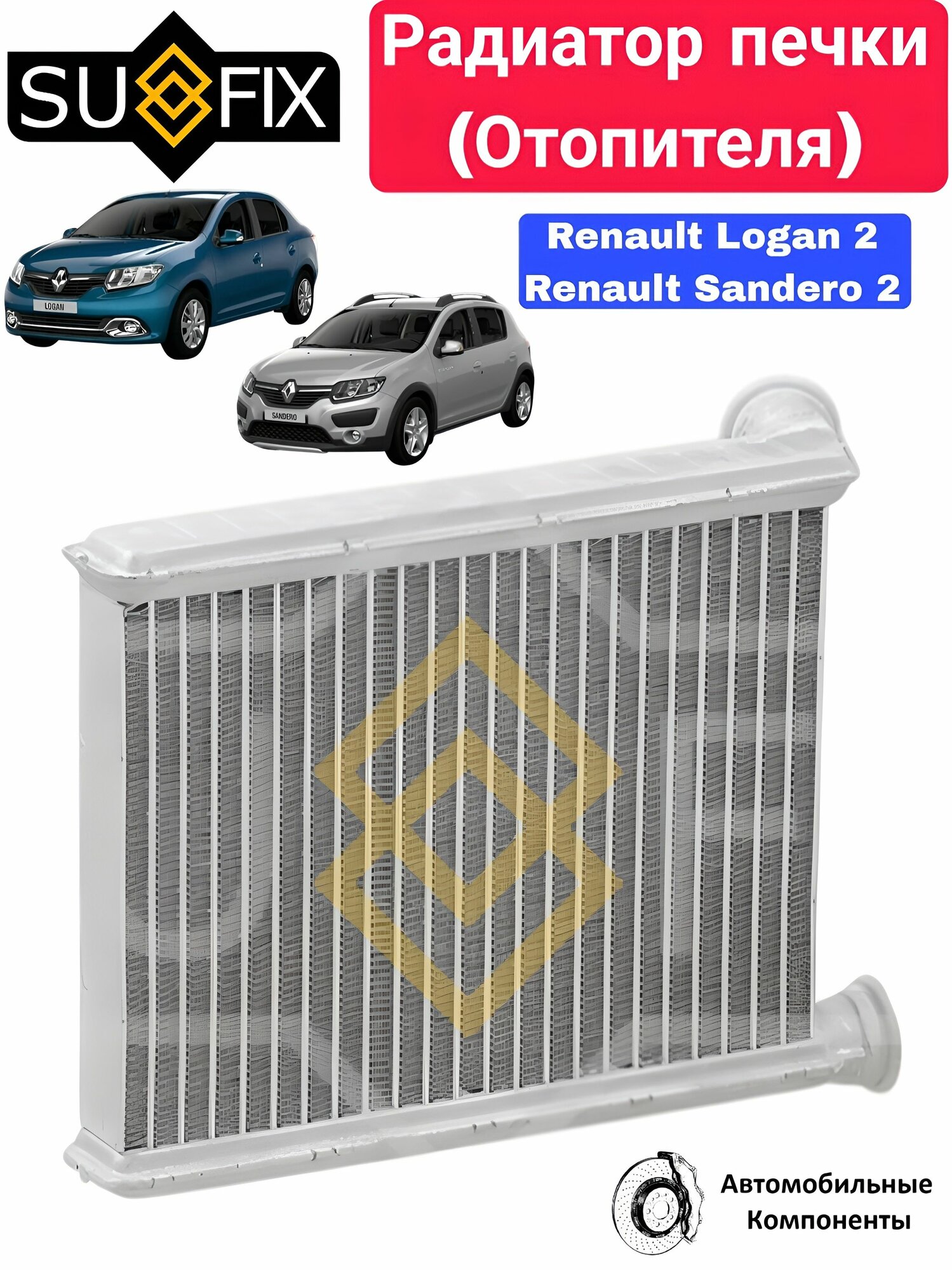 Радиатор отопителя / печки Рено Логан 2, Сандеро 2 / Renault Logan II, Sandero II